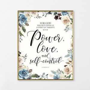 2 Timothy 1:7 Bible Wall Art Christian Download - Spirit of Power, Love ...