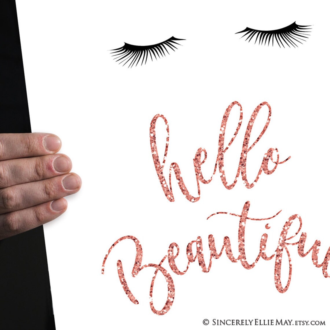 Hello Beautiful Quote Rose Gold Wall Art Positive | Etsy