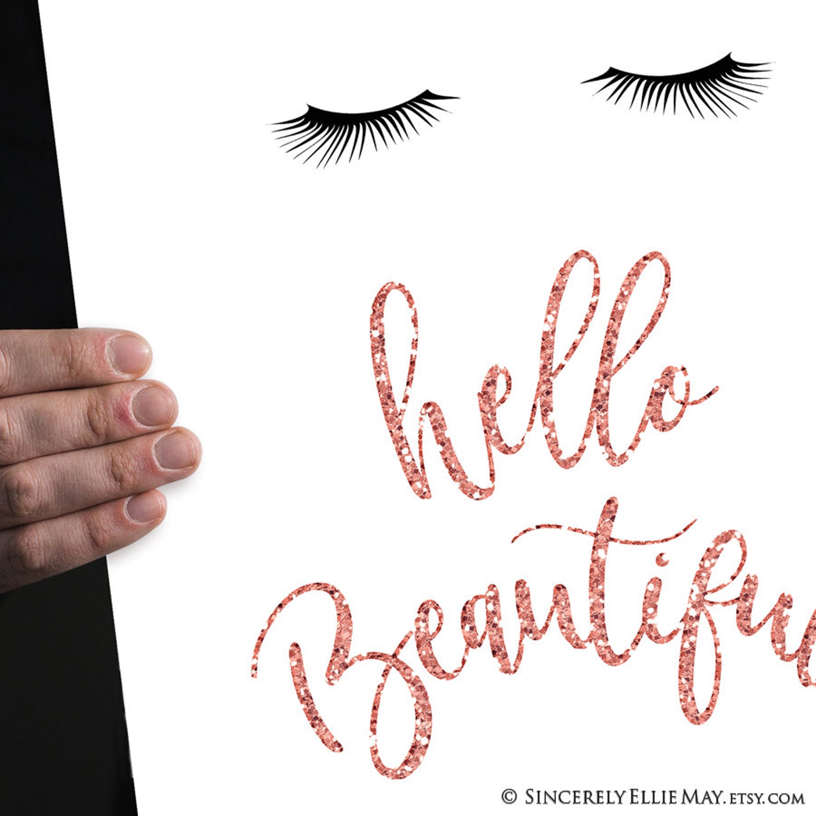 Hello Beautiful Quote Rose Gold Wall Art Positive - Etsy Australia