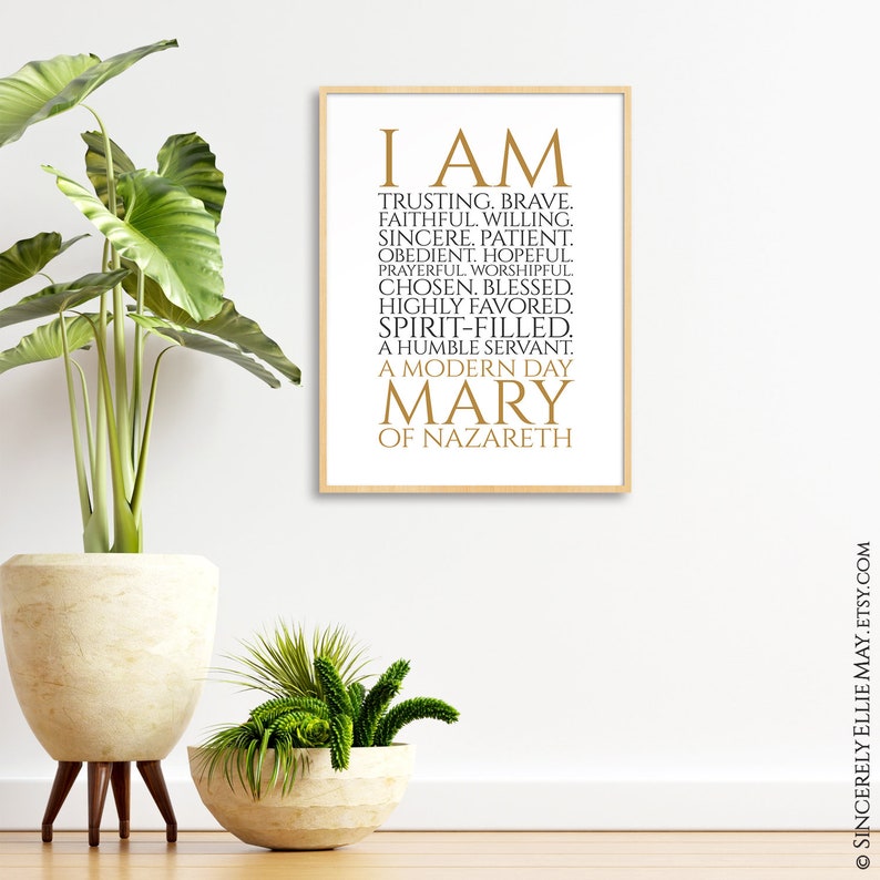 Christian Woman Poster Wall Art, Mary of Nazareth Bible Character ...