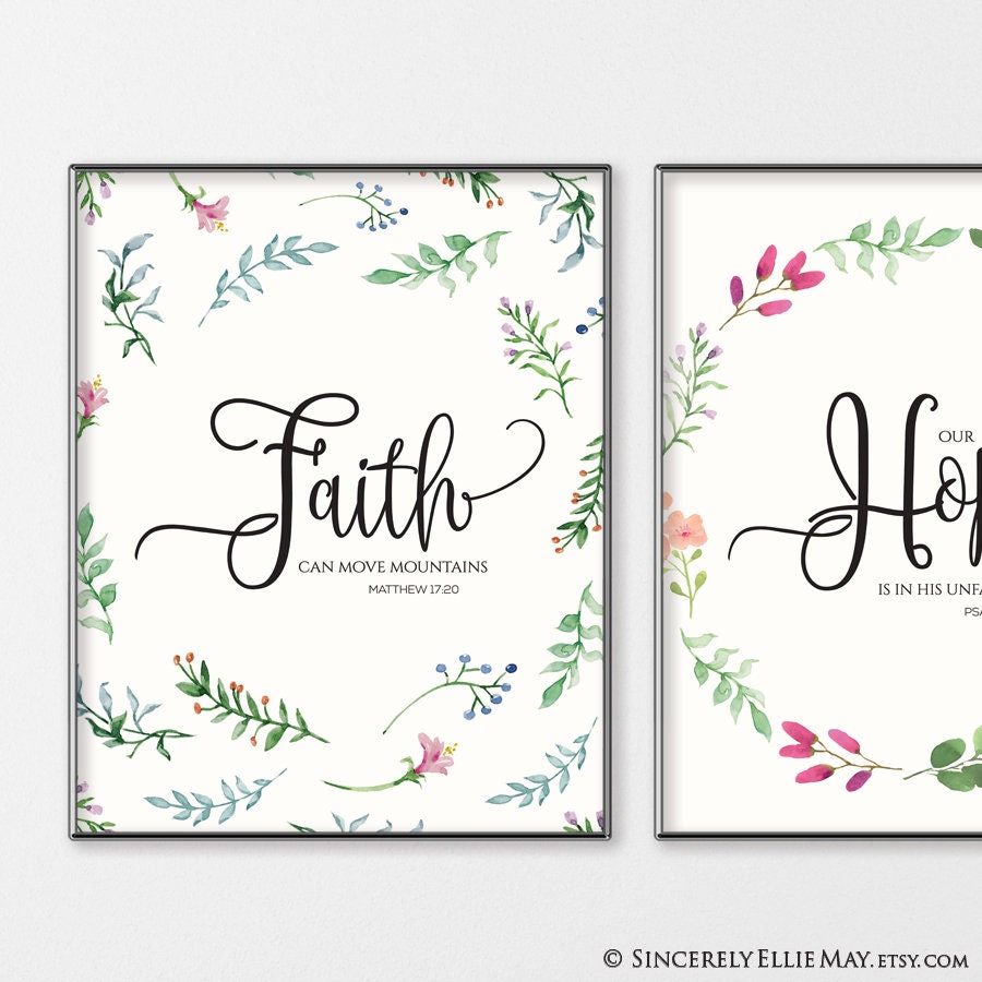 Faith Hope Love Wall Art Sign Gift Printables Set of 3 - Bible Verse ...