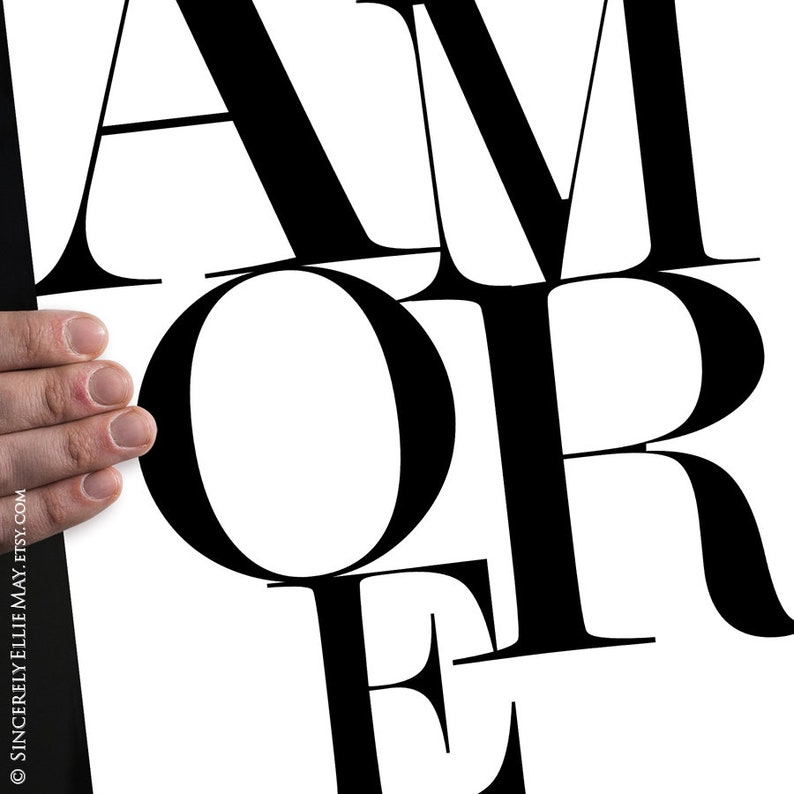 Amore Bedroom Signs Romance Quote Love Poster Wall Art Black | Etsy