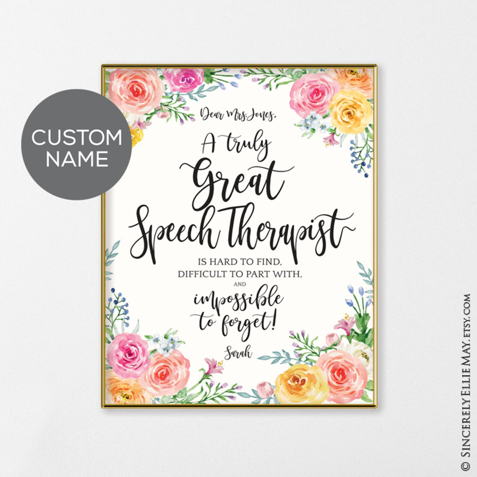 Speech Therapy Custom SLP Gifts Appreciation Printable - Speech ...