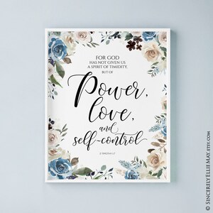2 Timothy 1:7 Bible Wall Art Christian Download - Spirit of Power, Love ...