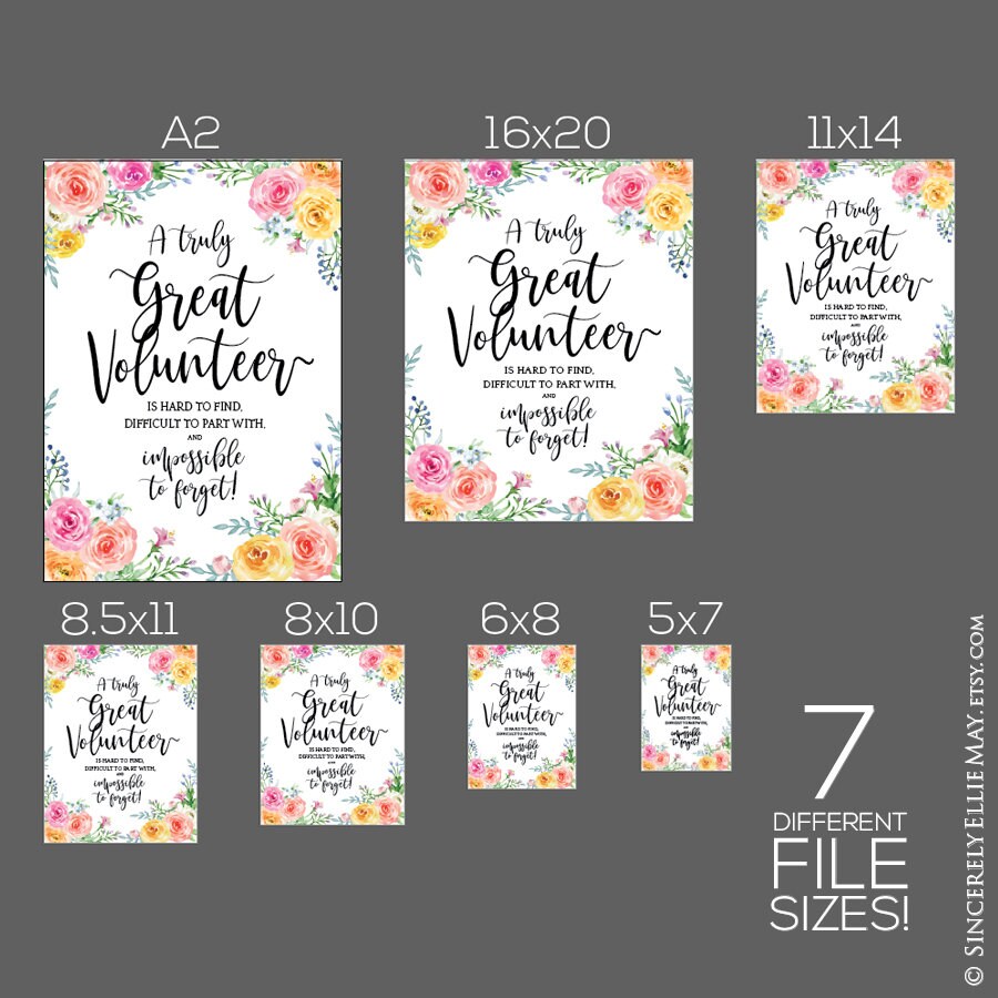 Volunteer Gifts of Appreciation Thank You Printable Gift Wall - Etsy ...