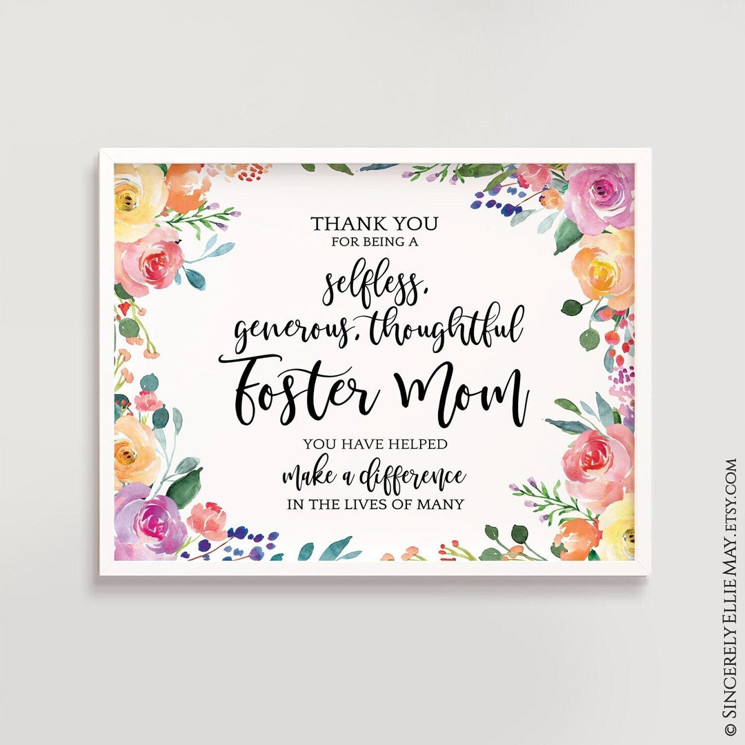 Foster Mom Wall Art Printable Gifts for Her, Inspirational Woman Quote ...