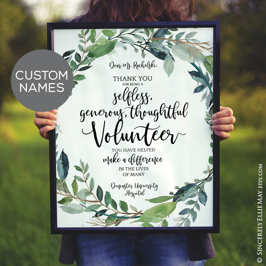 Volunteer Appreciation Custom Poster Gifts Personalized Thank - Etsy