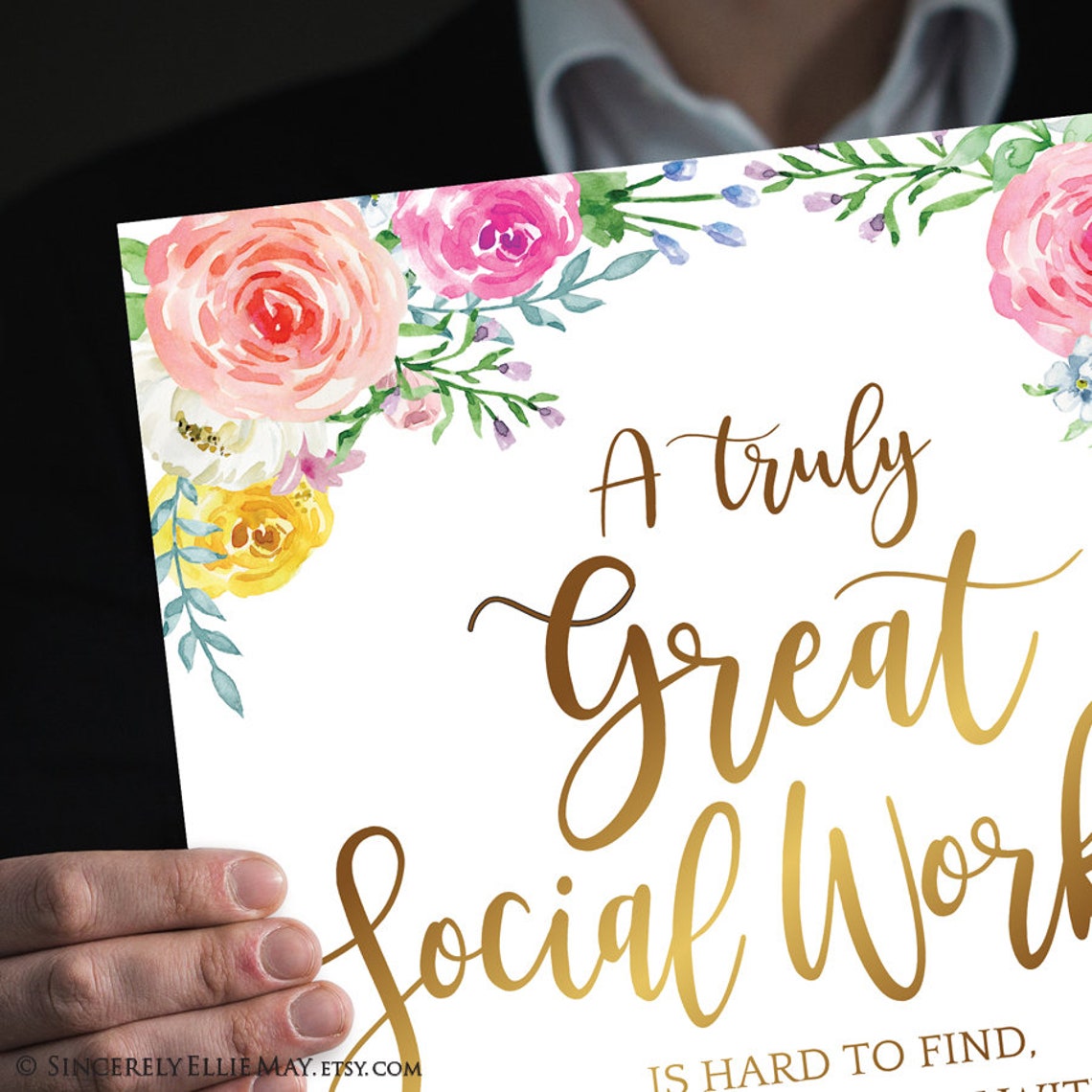 Social Worker Gift Appreciation Gold Quote Wall Art | Etsy