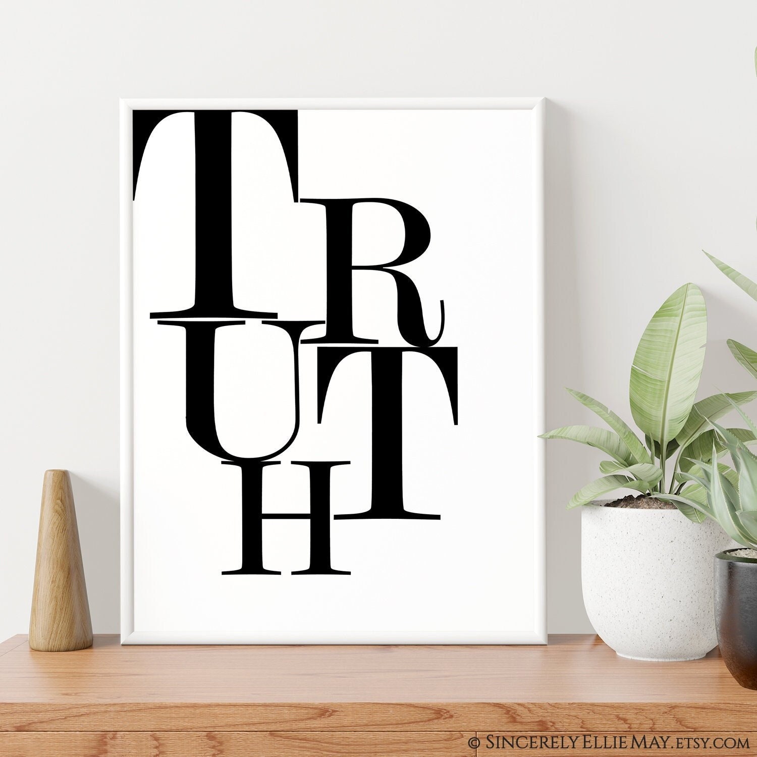 One Word Typography Modern Art Sign Positive Vibes Printable | Etsy