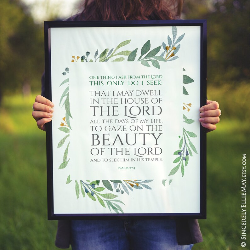 Psalms Christian Quote Sign Wall Art Psalm 27 4 Scripture Art | Etsy