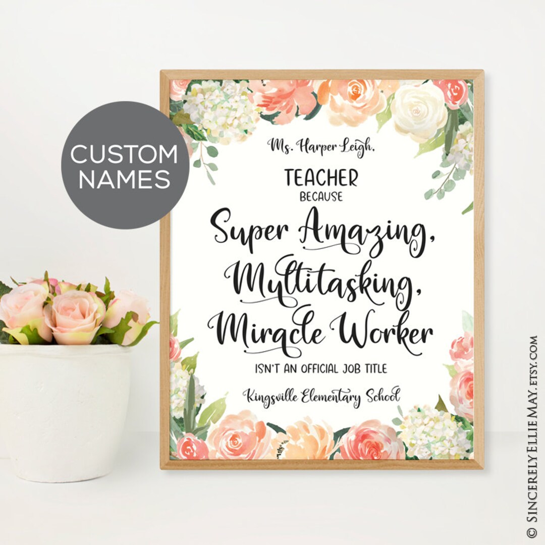 Gifts for Teachers, Appreciation Quote Teaching Custom Wall Art and ...