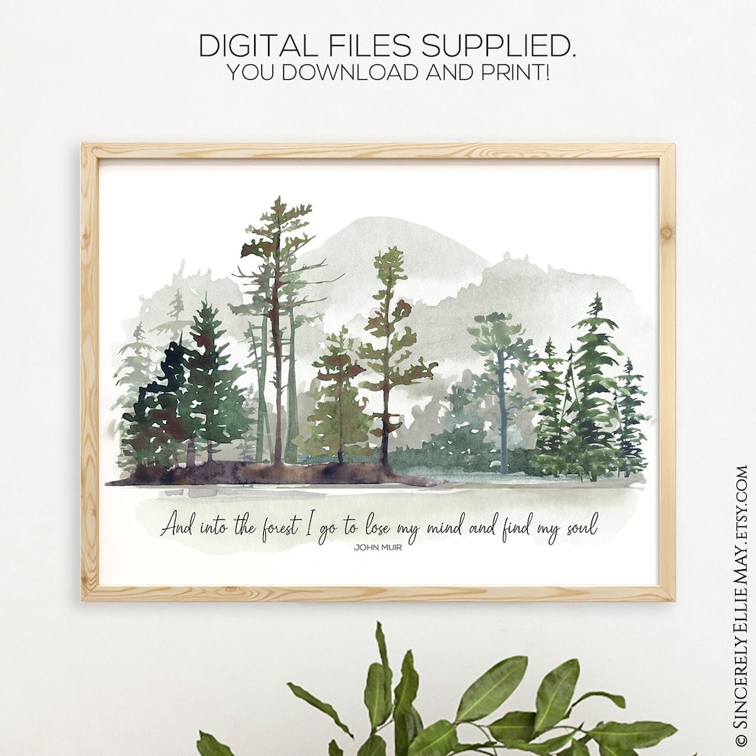 John Muir Forest Quote Wall Art Gift for the Nature Lover - Fathers Day ...