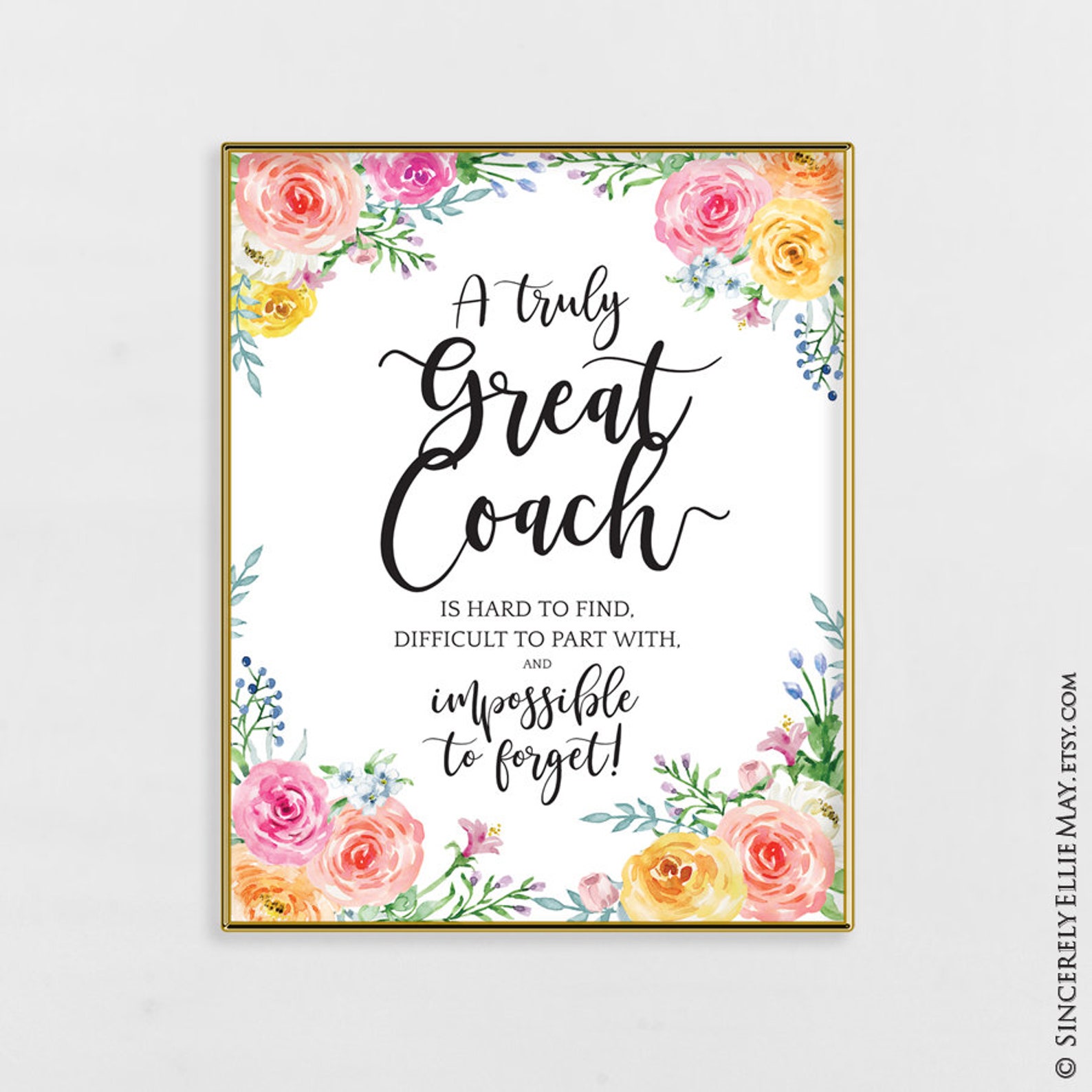 Female Coach Thank You Gifts Appreciation Printable Wall Art | Etsy