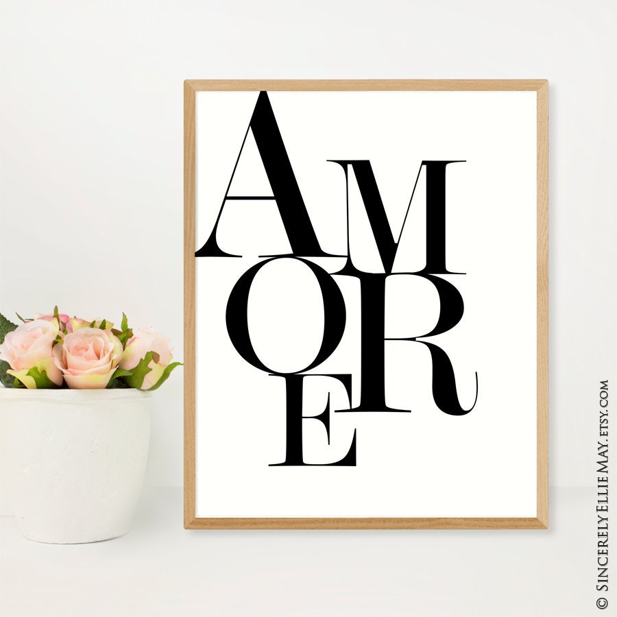 Amore Bedroom Signs Romance Quote Love Poster Wall Art Black | Etsy