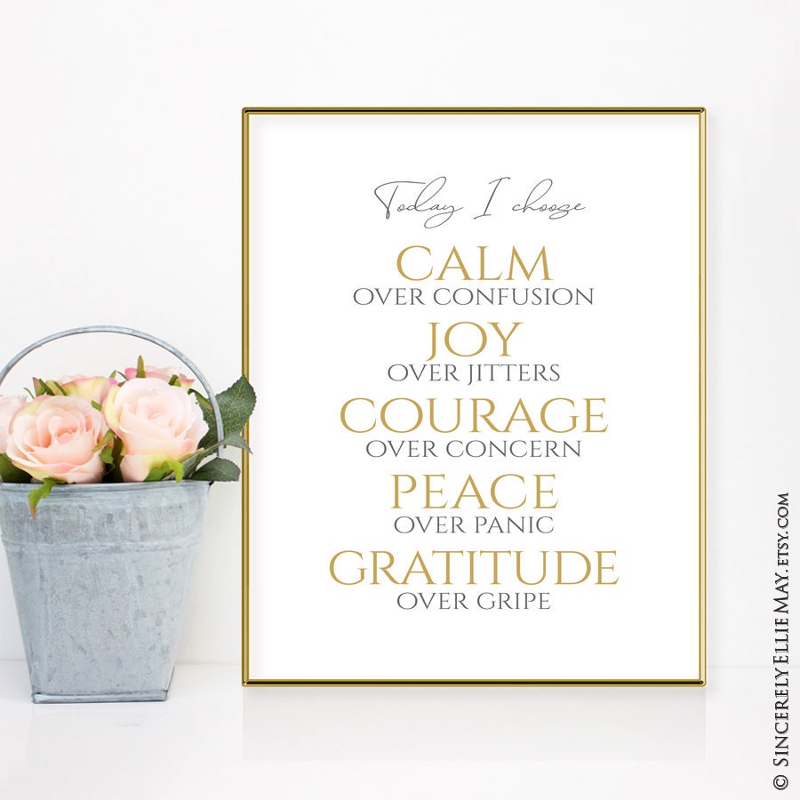 Today I Choose Calm Joy Courage Peace and Gratitude Wall | Etsy