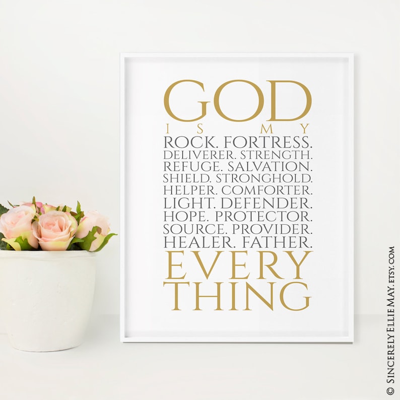 God is My Everything Women Positive Quotes Wall Art Perfect | Etsy