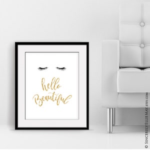 Hello Beautiful Sign Wall Art Glamour Quote Print, Perfect for the Chic ...