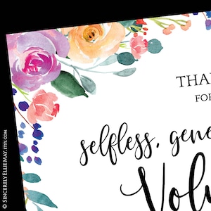 Appreciation Gifts for Volunteer - Thank You Volunteer Printable ...