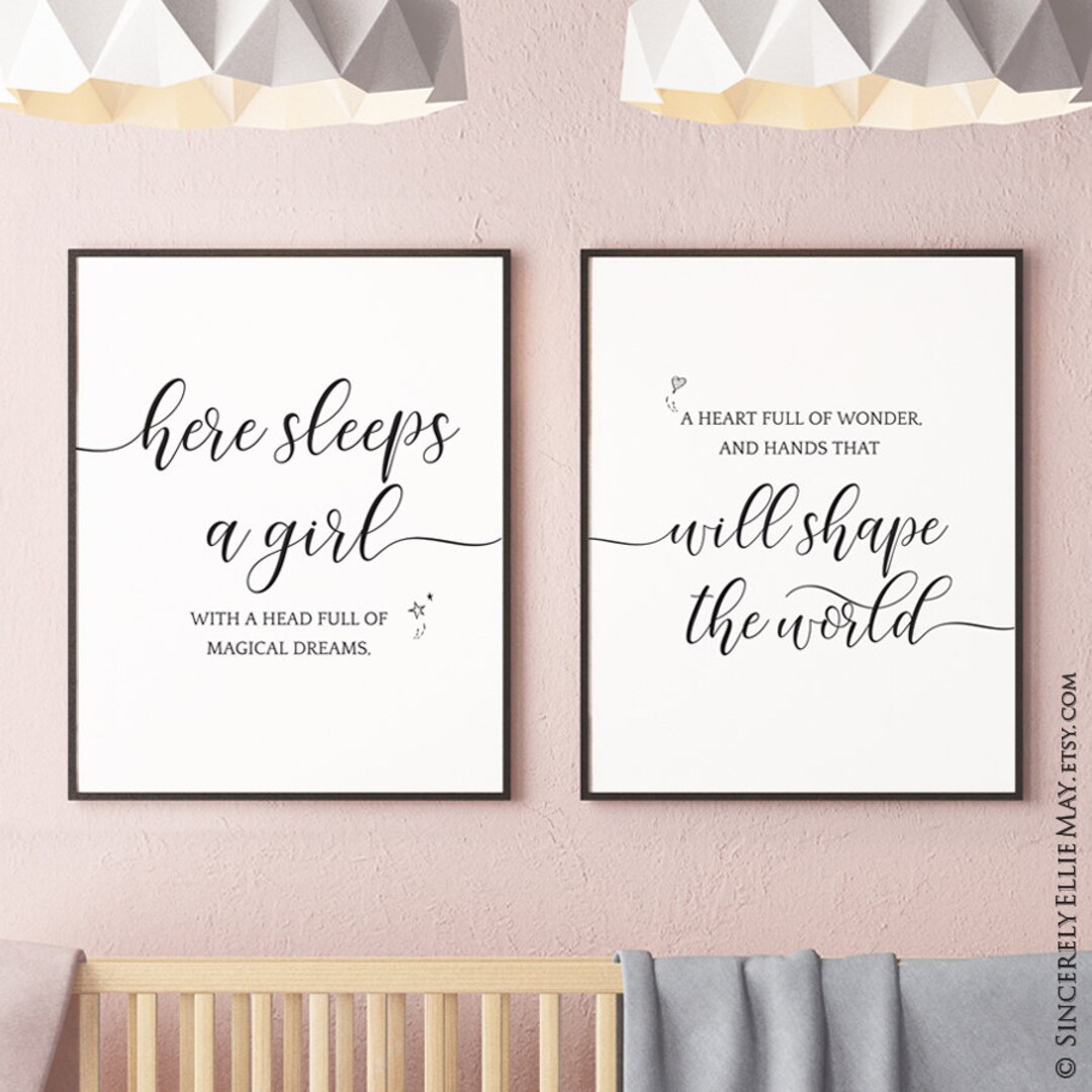 Nursery Art Girl Here Sleeps A Girl Quote - Wall Decor Printable Sign ...
