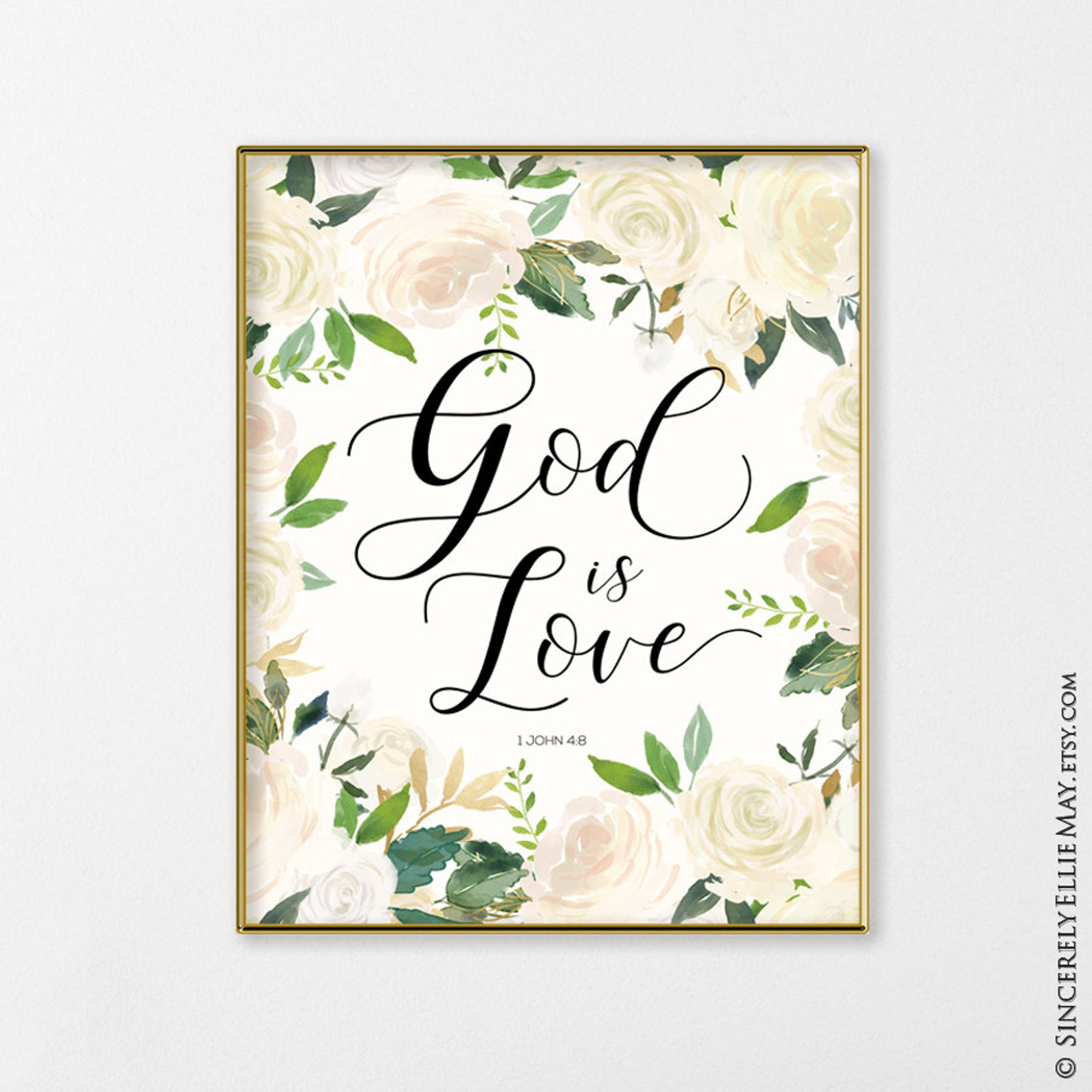God Is Love Printable Christian Wall Art Sign 1 John 4:8 | Etsy