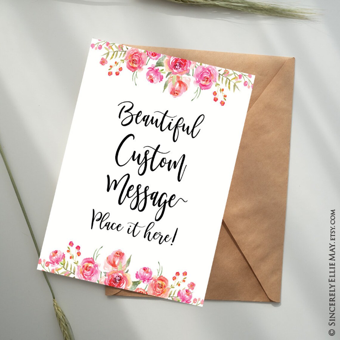 Your Custom Quote Pink Red Roses Wall Art Printable and Gift | Etsy