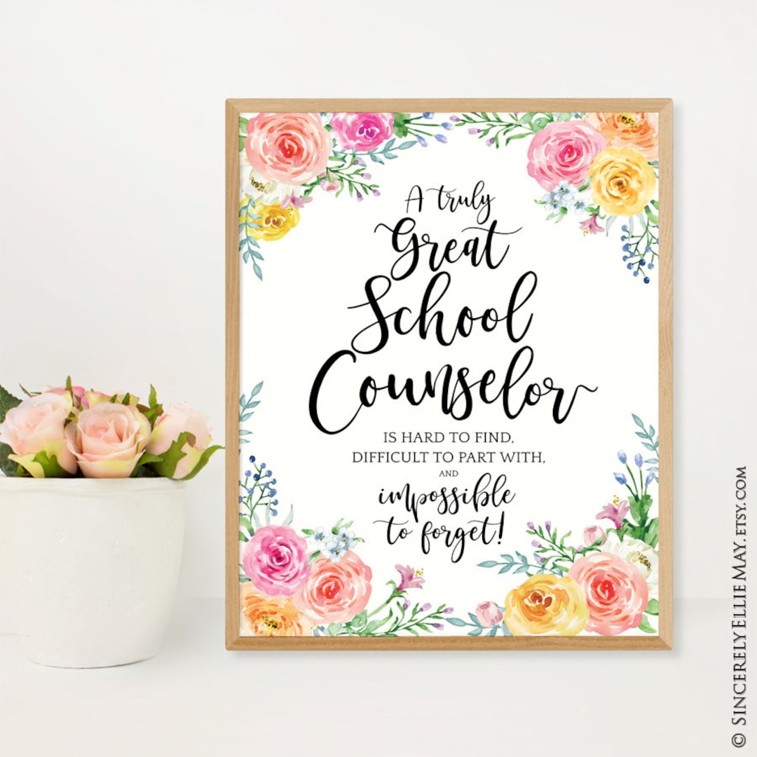 School Counselor Office Wall Decor Printable and Card Gifts - Therapist ...