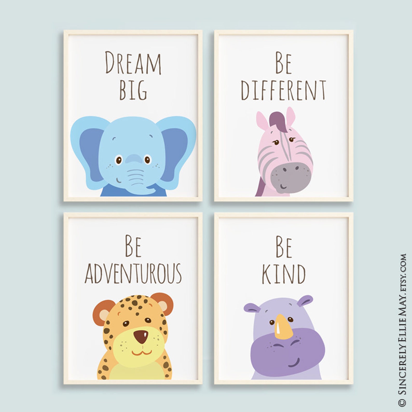 Kids Affirmation Wall Art Playroom Digital Prints - Cute Safari Jungle ...