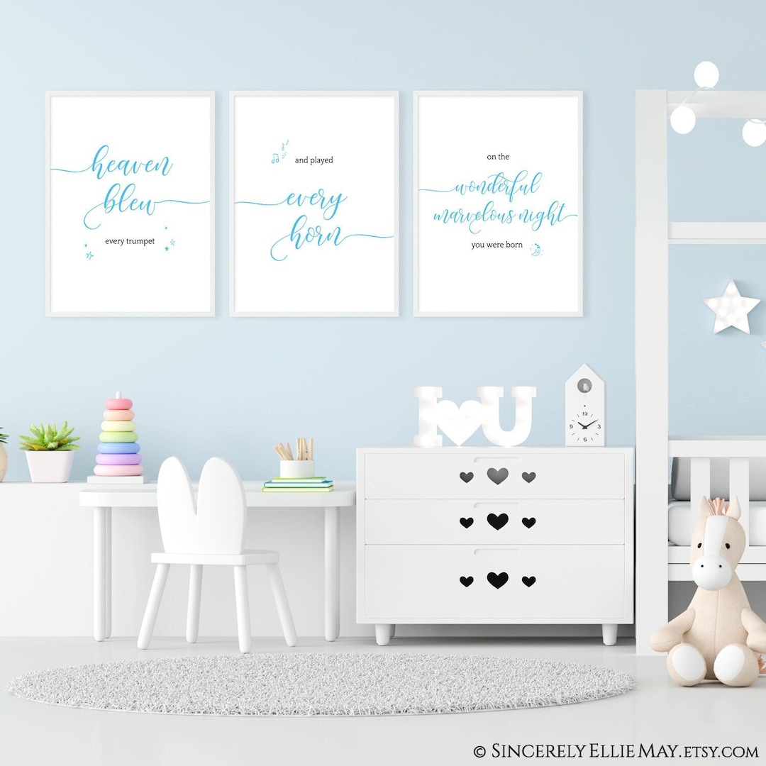 Baby Boy Nursery Decor, Wall Art Poster Newborn Printable - Middle Blue ...