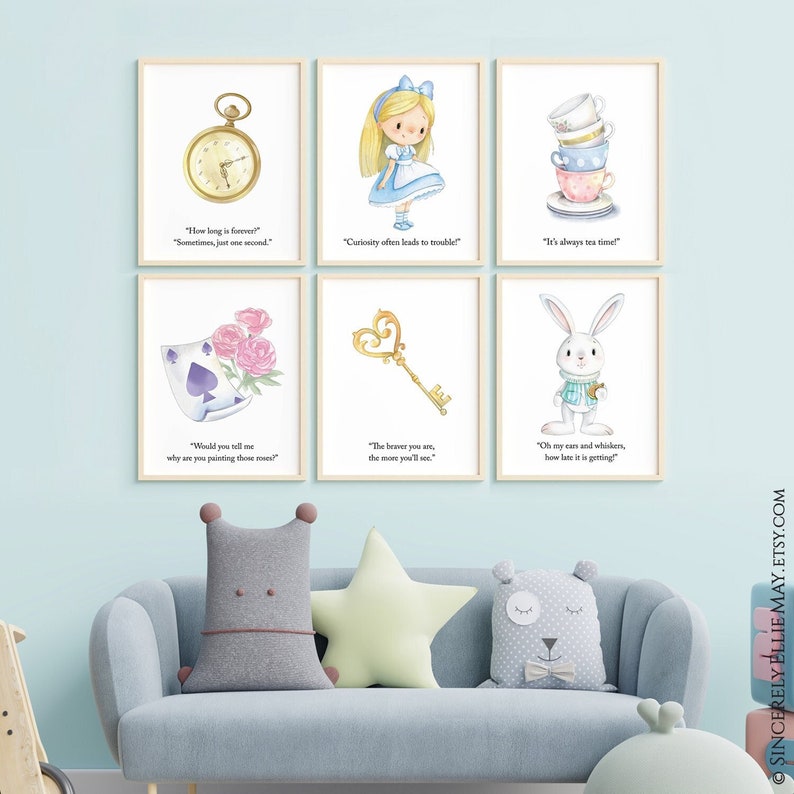 Alice in Wonderland Wall Art Decor Storybook Poster Printable | Etsy