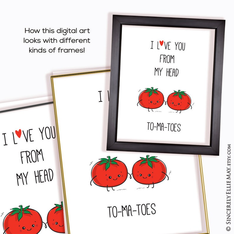 I Love You From My Head To-ma-toes Funny Food Pun Wall Art - Etsy