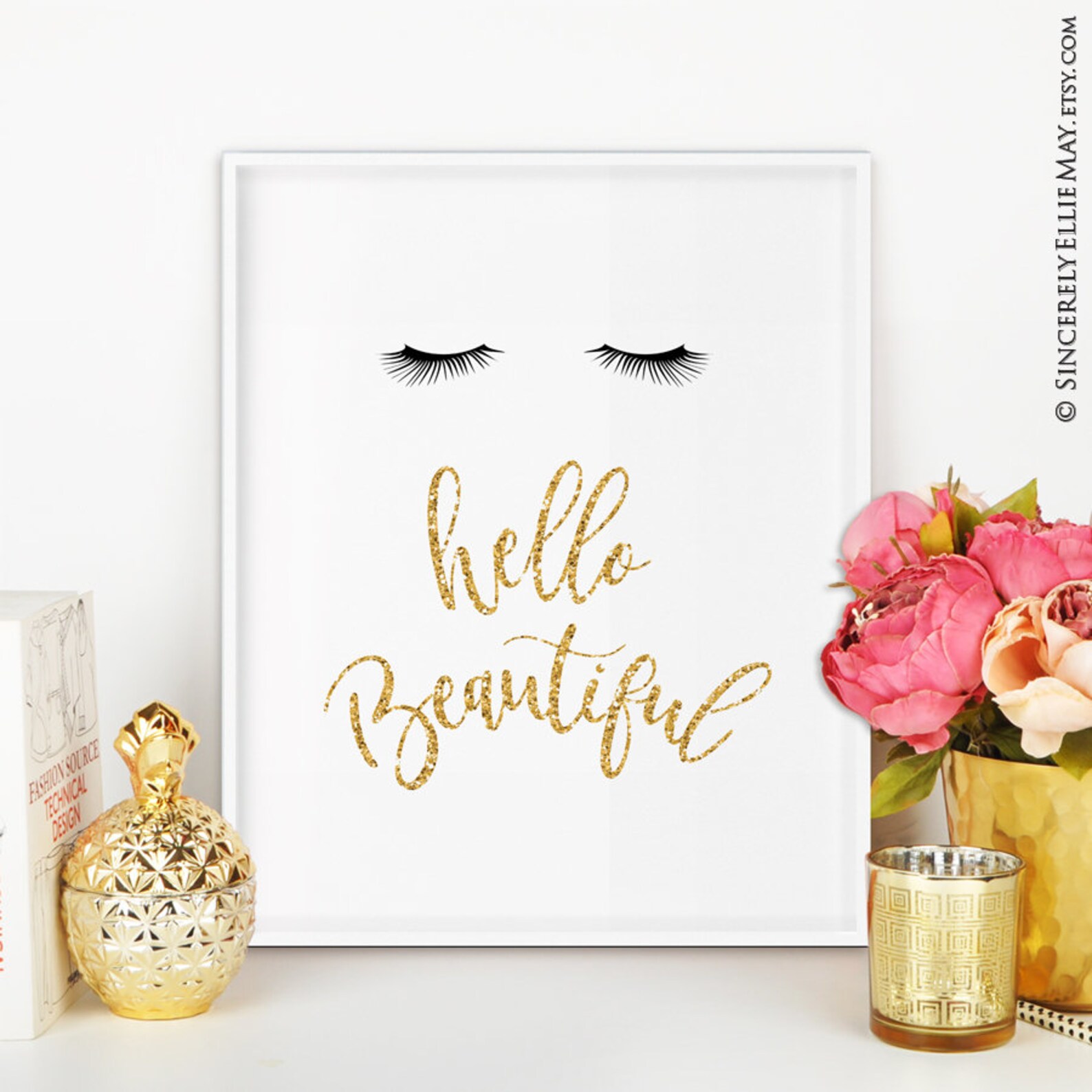 Hello Beautiful Sign Wall Art Glamour Quote Print Perfect - Etsy Australia