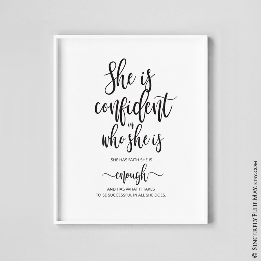 Success Quote Sign She Is Confident She Is Enough Success | Etsy