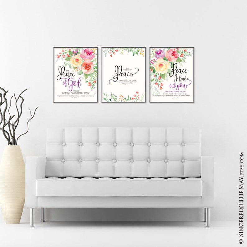 Christian Peace Posters Printables Set of 3 Bundle Bible | Etsy
