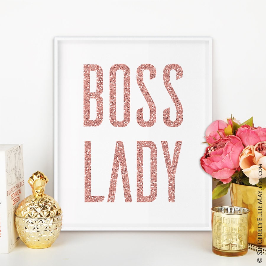 Boss Lady Gifts Printable Rose Gold Cubicle Office Decor | Etsy