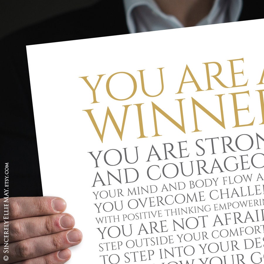 Grow Positive Thoughts With Winner Printable Poster Gift You | Etsy ...