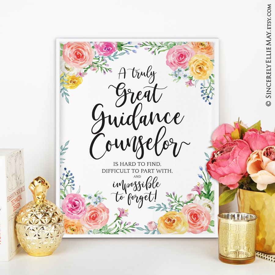 Guidance Counselor Gifts Thank You Wall Art Decor Printable | Etsy