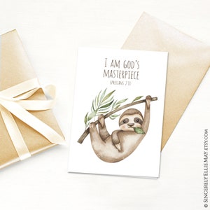 Sloth Baby Wall Art Nursery Digital Print, Christian Bible Verse ...