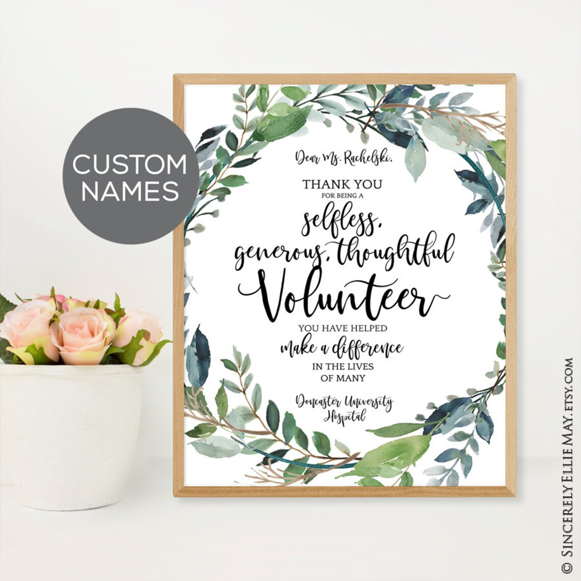 Volunteer Appreciation Custom Poster Gifts, Personalized Thank You Card ...