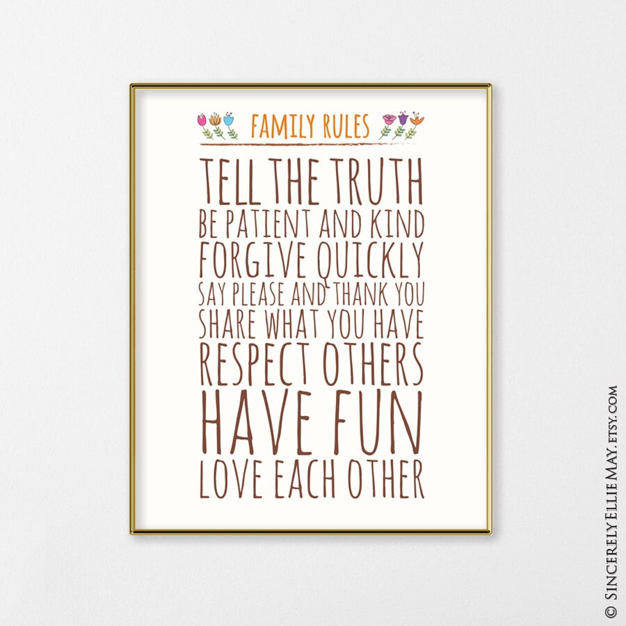 Family Rules Sign House Rules Quote Motivational Printable | Etsy