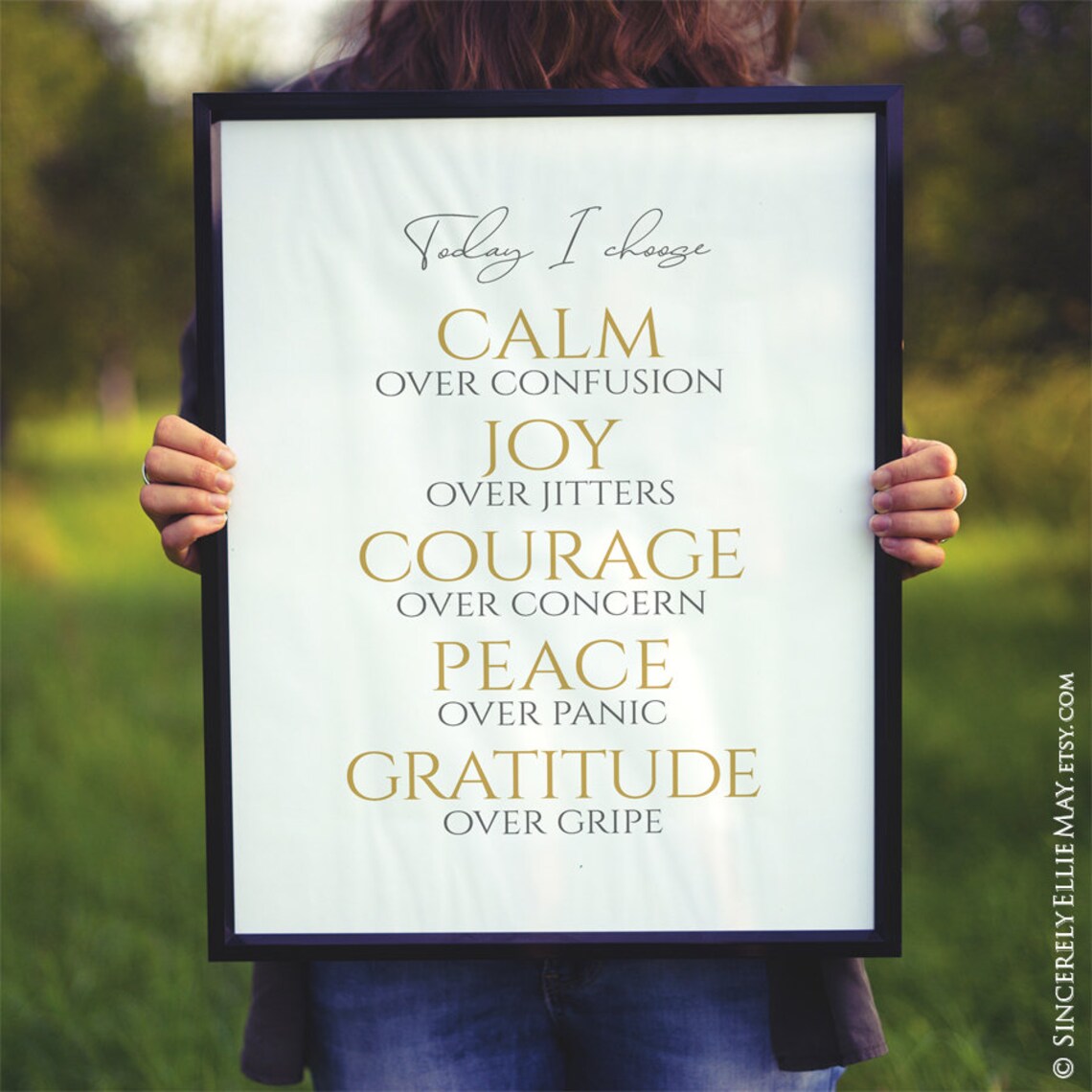 Today I Choose Calm Joy Courage Peace and Gratitude Wall | Etsy