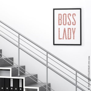 Boss Lady Gifts Printable Rose Gold - Cubicle Office Decor Wall Art ...