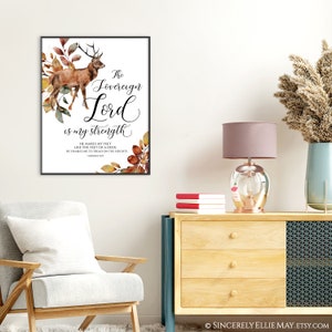 Fall Christian Decorations Inspirational Scripture Deer Forest Wall Art ...