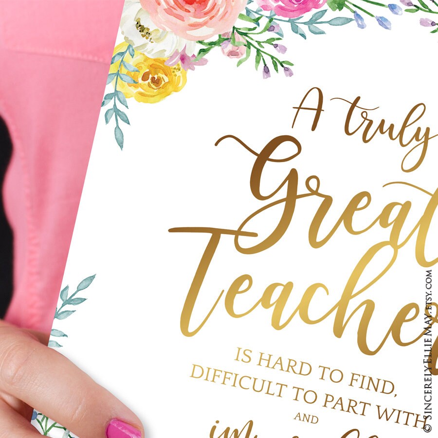 Goodbye Teacher Quote Gold Words YOU PRINT Gorgeous - Etsy