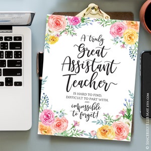 Assistant Teacher Thank You Gifts YOU PRINT - Wall Art Printable Great ...