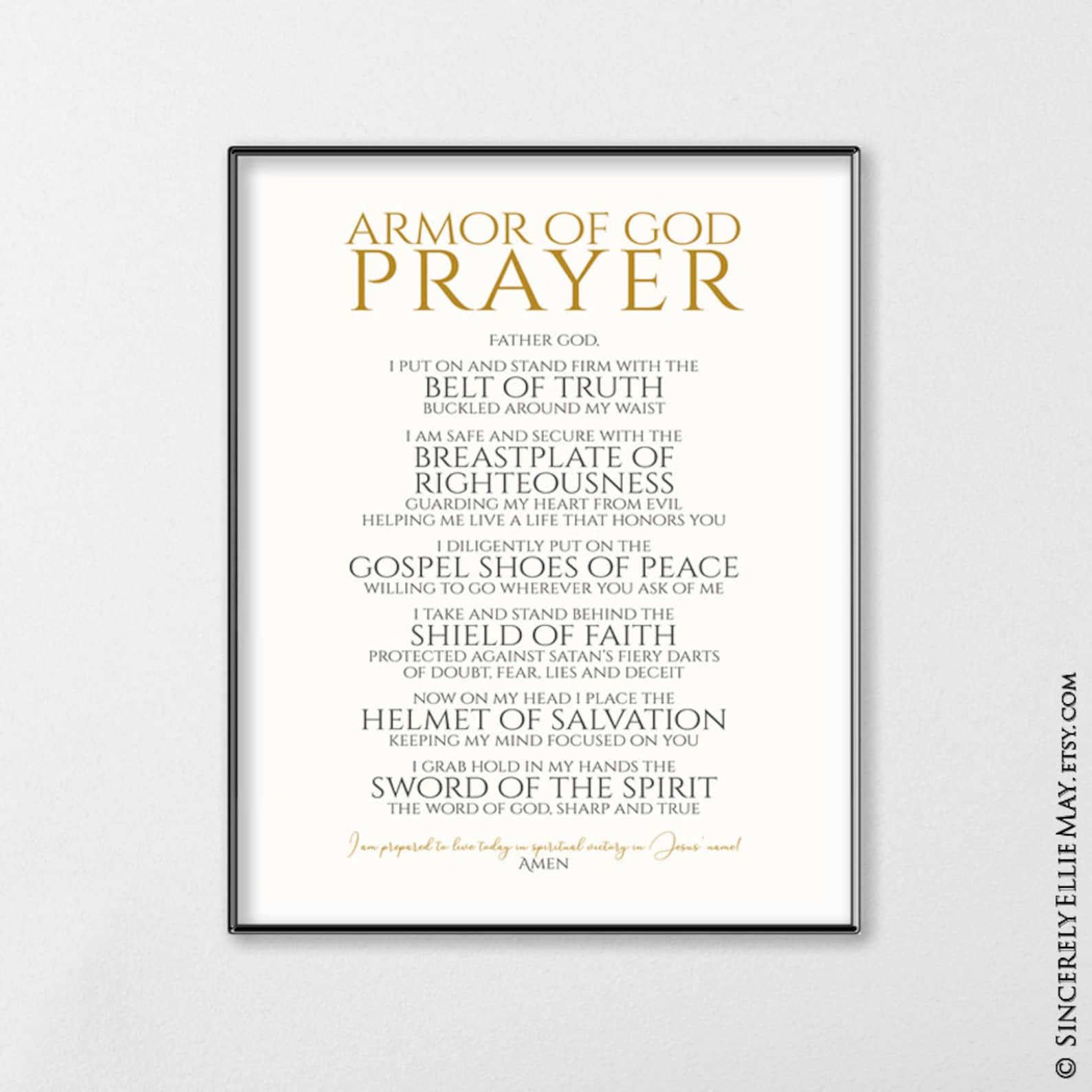 Armor of God Christian Spiritual Warfare Prayer Wall Art - Etsy
