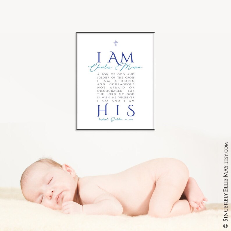 Boy Baptism Gift - I Am His, Wall Art Sign Printable - Personalized ...