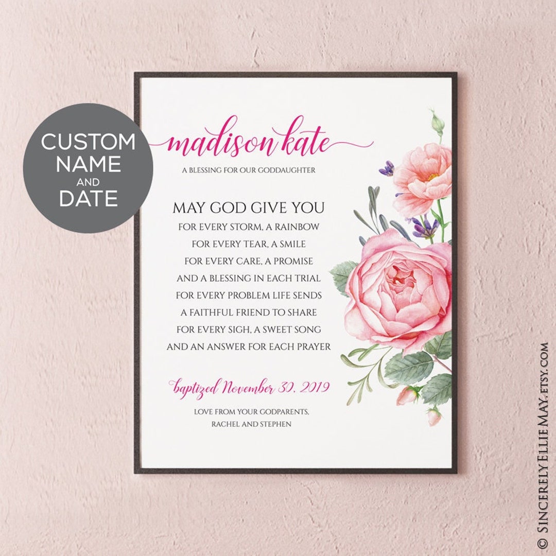 Goddaughter Custom Blessing Gift From Godparents Girl - Etsy