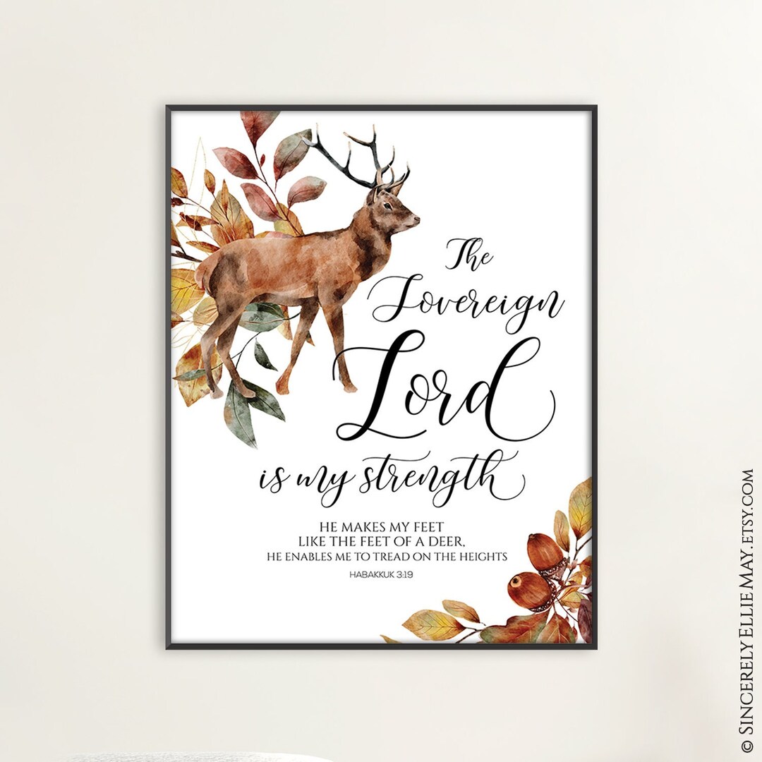 Fall Christian Decorations Inspirational Scripture Deer Forest Wall Art ...