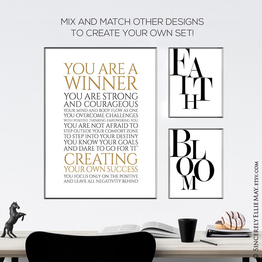 Grow Positive Thoughts With Winner Printable Poster Gift You - Etsy ...