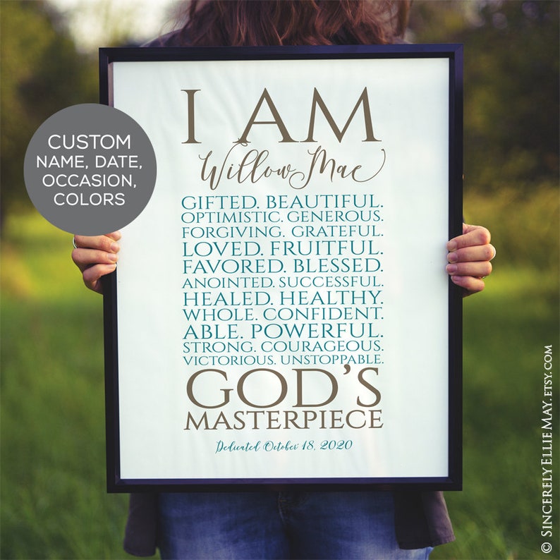 Gods Masterpiece Baby Girl Baptism Sign Gifts - Wall Art Perfect for ...